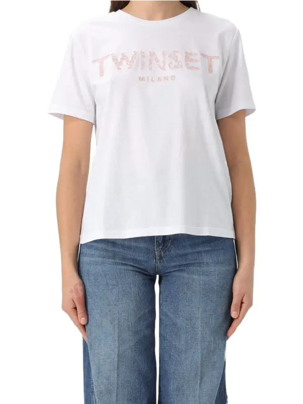 TWINSET Logo Embroidered T-shirt - White