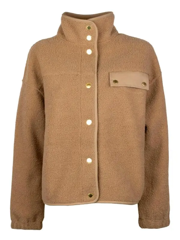 Barbour Stand Collar Fleece Cropped Jacket - Brown