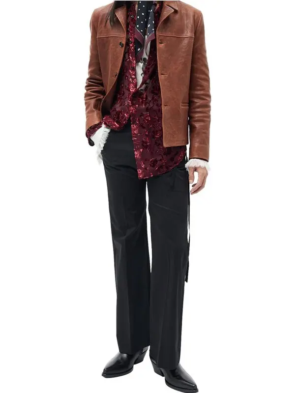 ANN DEMEULEMEESTER Andre Floral-devoré Shirt - Reddish Brown