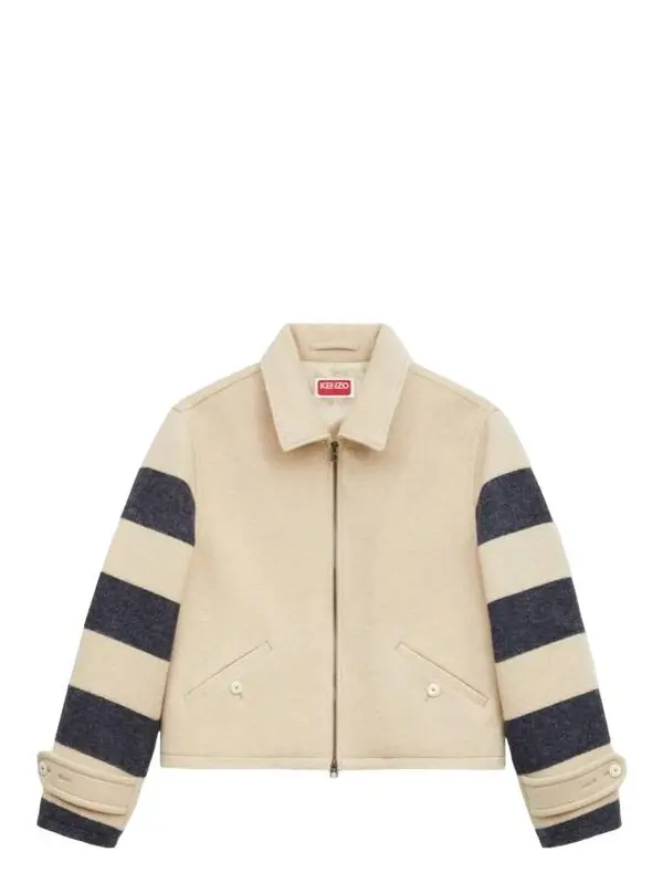 Kenzo Genderless Jacquard Polyamide Wool Blouson Jacket - Light Brown