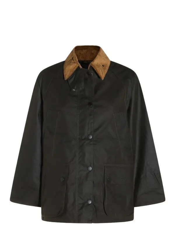 Barbour Corduroy Collar Waxed Cotton Field Jacket - Black