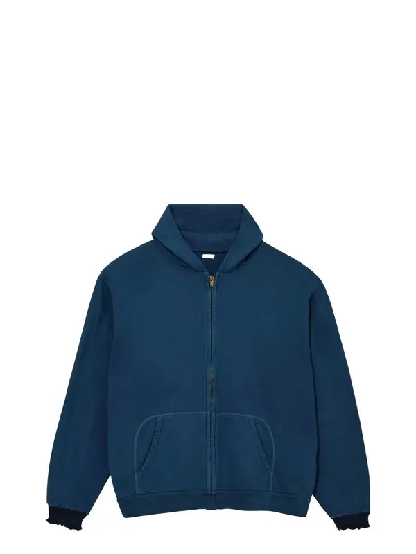 A.PRESSE Retro Lightweight Zip-up Hoodie - Blue