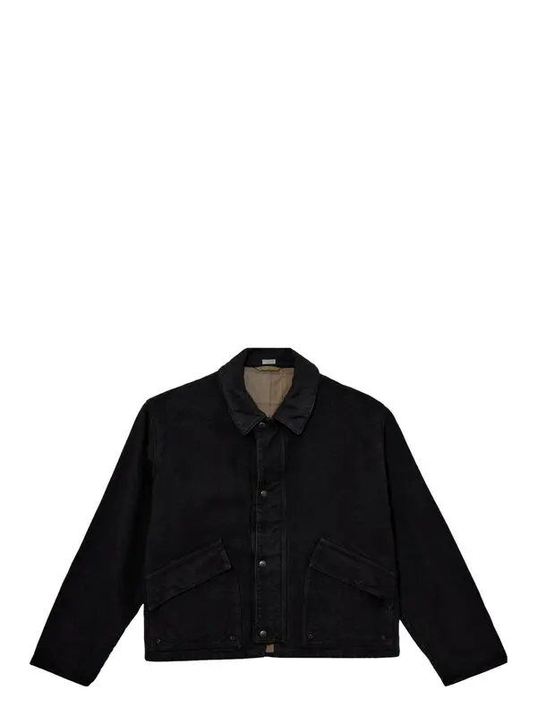 A.PRESSE Retro Collared Trucker Jacket - Black