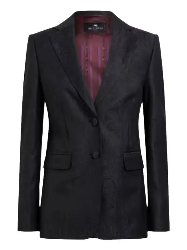 Etro Single-breasted Tailored Blazer In Jacquard Paisley Wool - Black
