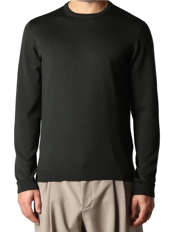 ROBERTO COLLINA Fine Gauge Crewneck Long Sleeve Knit Sweater - Black
