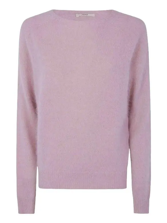 ROBERTO COLLINA Plush Knit Long Sleeve Crewneck Sweater - Pink