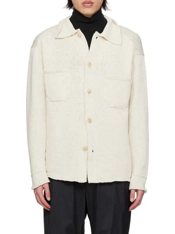 Auralee Long Sleeve Cotton Cardigan - White