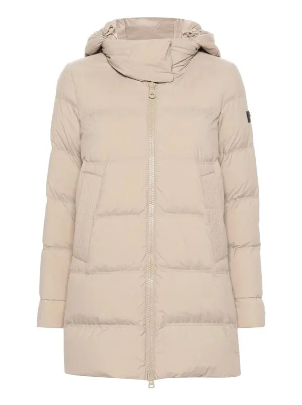 Peuterey Logo Patch Zip-up Hooded Down Coat - Nude