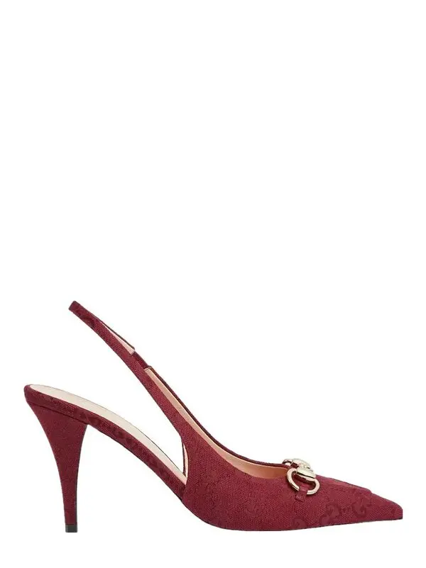 Gucci 85mm Horsebit Slingback Pumps - Red