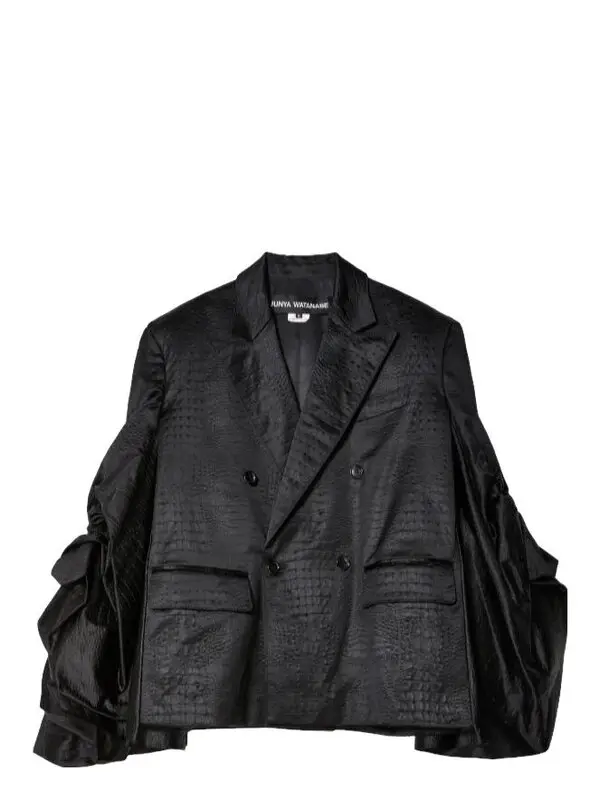 Junya Watanabe Double-breasted Croc-effect Blazer - Black