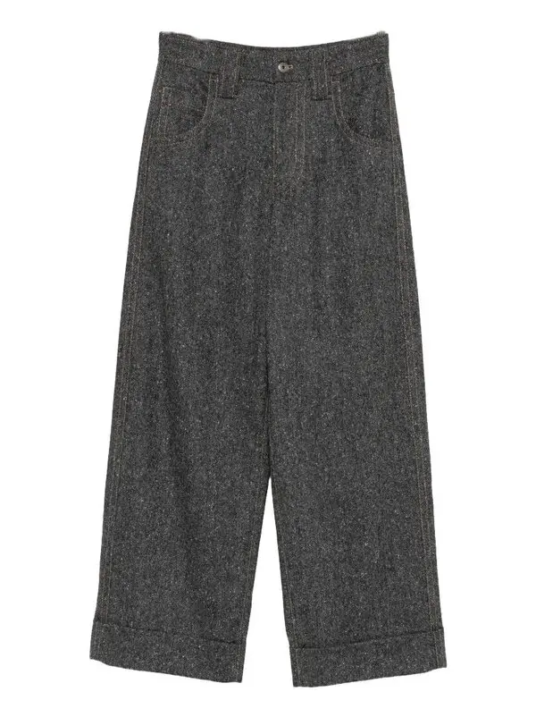 Brunello Cucinelli Flecked Texture Wide Leg Trousers - Grey