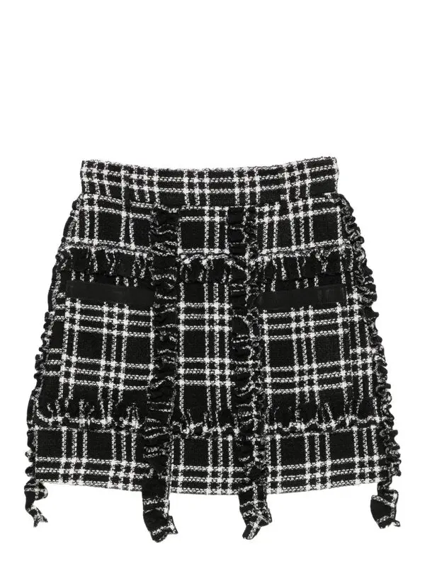 ALESSANDRO ENRIQUEZ Checked Ruffle Trim Mini Skirt - Black