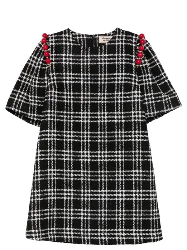 ALESSANDRO ENRIQUEZ Checked Tweed Dress - Black