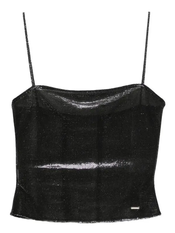 Gucci Metallic Jersey Top With Spaghetti Straps - Black