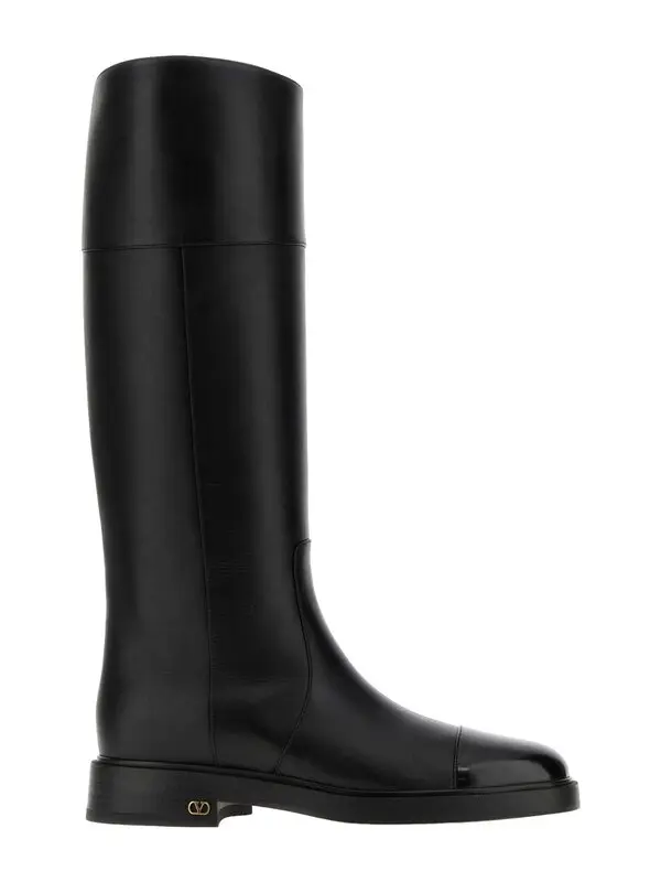 Valentino Garavani Zimmy Calf Leather Boots - Black