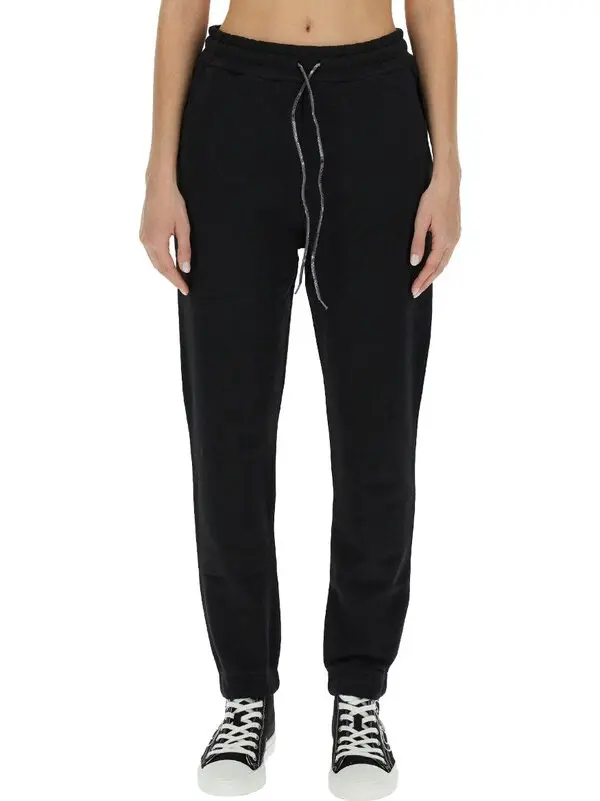 VIVIENNE WESTWOOD Regular Fit Cotton Jogging Pants With Spray Print Orb - Black