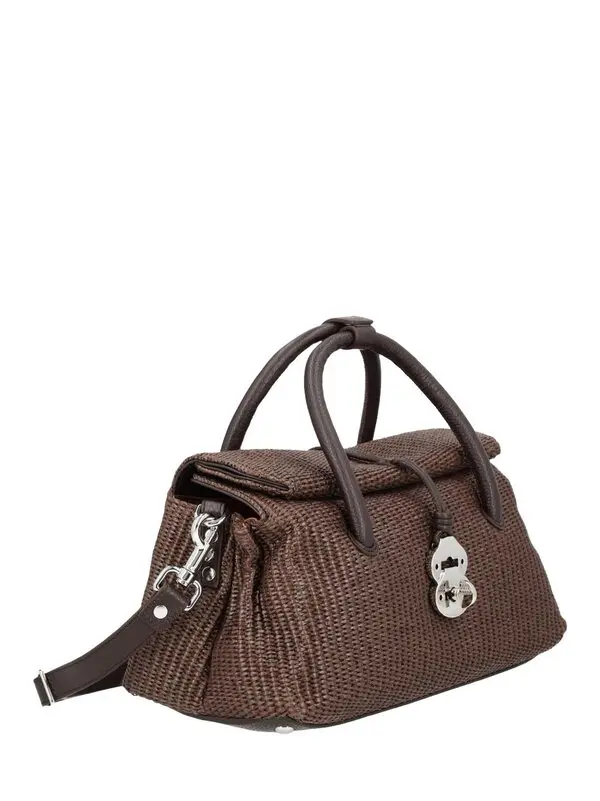 ZANELLATO Woven Leather-trim Top Handle Satchel - Brown