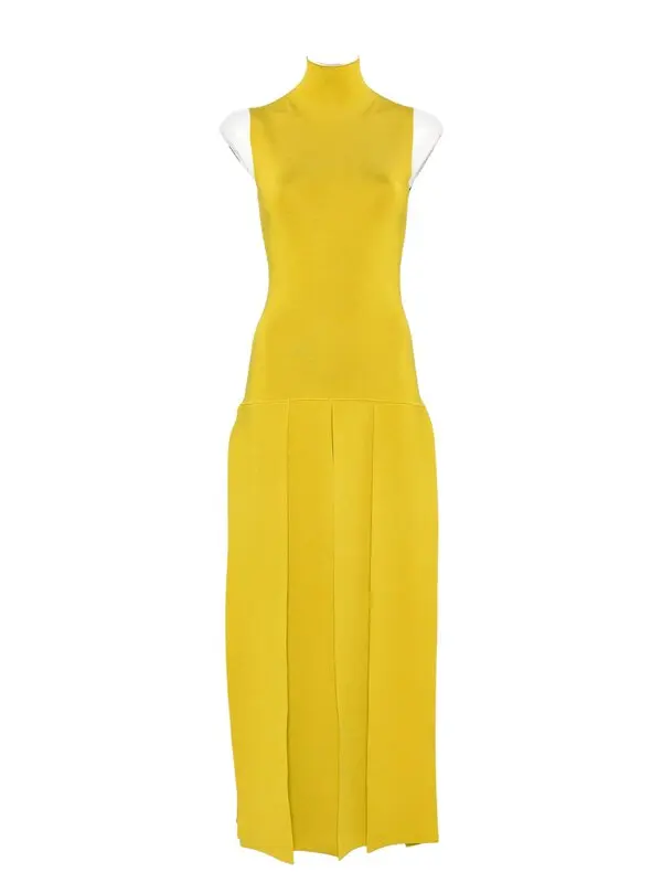 Alaïa Sleeveless High-neck Pleated Midi Dress - Green