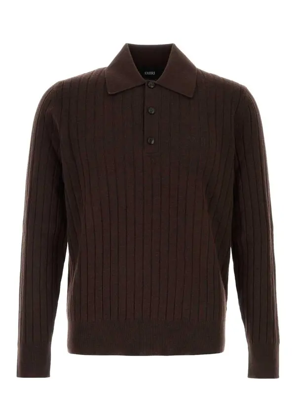 Amiri Wool-cashmere Polo Shirt - Brown