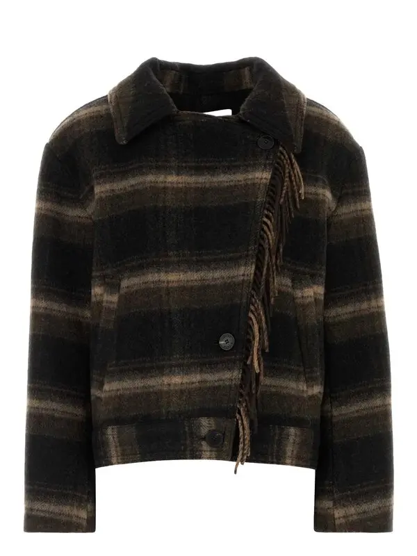 Isabel Marant Étoile Wool-blend Jacket With Fringe Detail - Checked