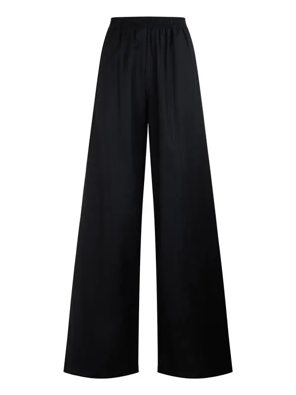 Fabiana Filippi Wool-silk-cashmere Wide-leg Flare Trousers With Elastic Waist - Black