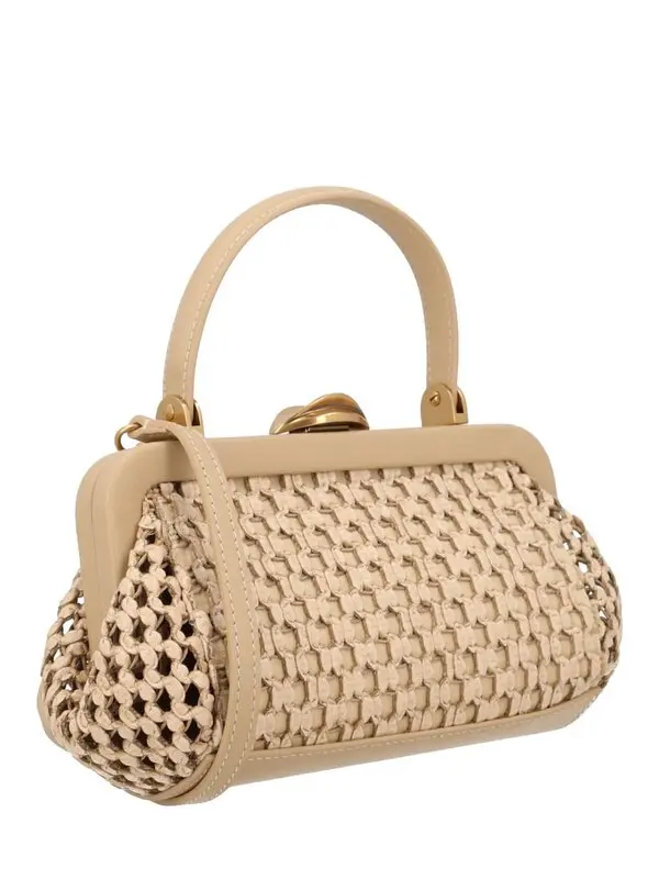 Cult Gaia Woven Top Handle Bag With Crossbody Strap - Beige