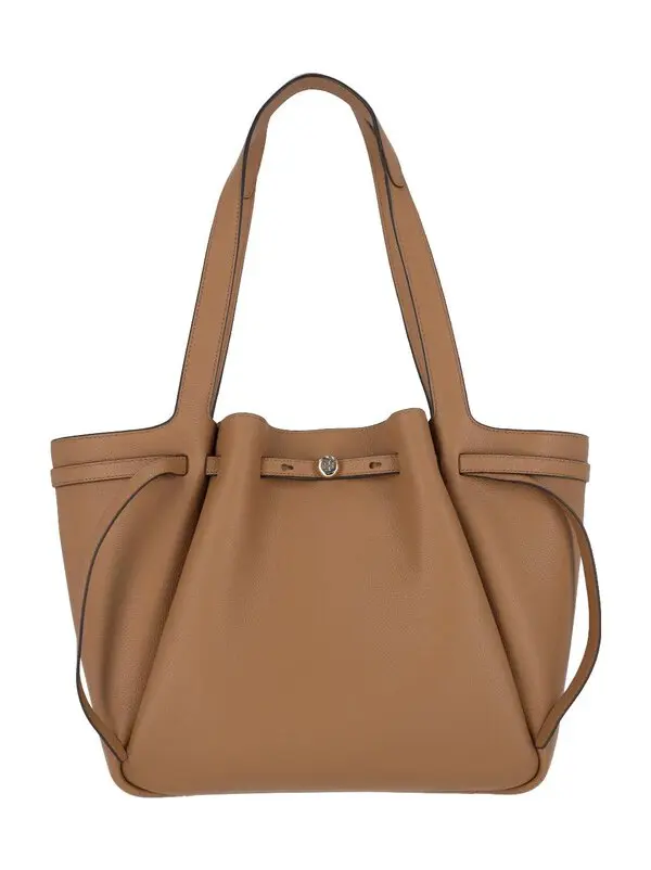 Tory Burch Genuine Leather Mini Baguette Bag - Beige