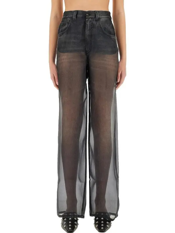 HAIKURE Wide-leg Sheer Knit Pants - Black