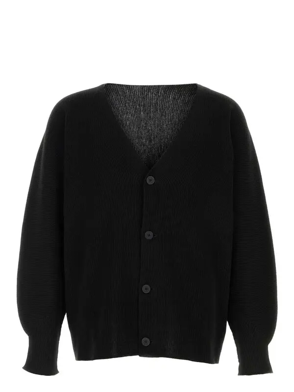 Issey Miyake Pleated Knit Cardigan - Black