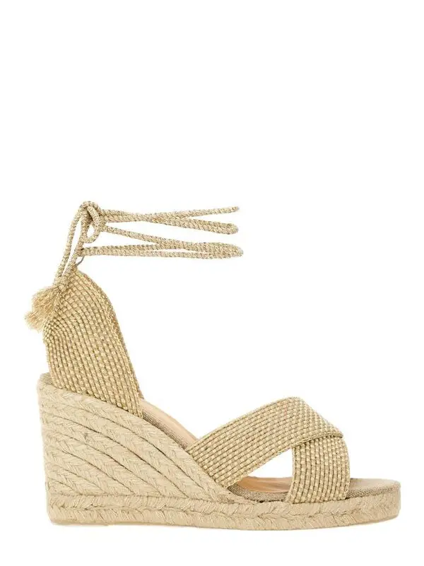 CastaÑer Espadrille Wedge Sandals With Tie Fastening - Gold