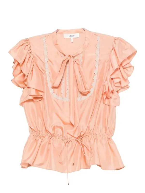 Chloé Silk Ruffled Pussy-bow Blouse - Pink