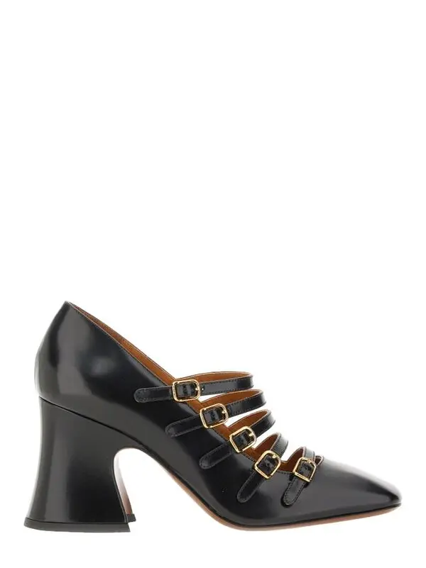 Chloé Janis Buckled Calf Leather Pumps - Black