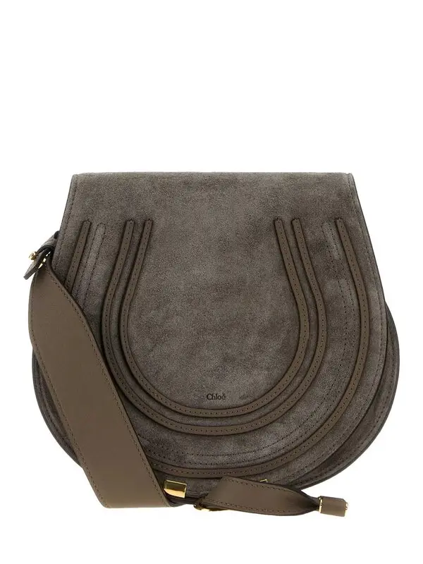 Chloé Marcie Mini Suede Crossbody Handbag - Grey