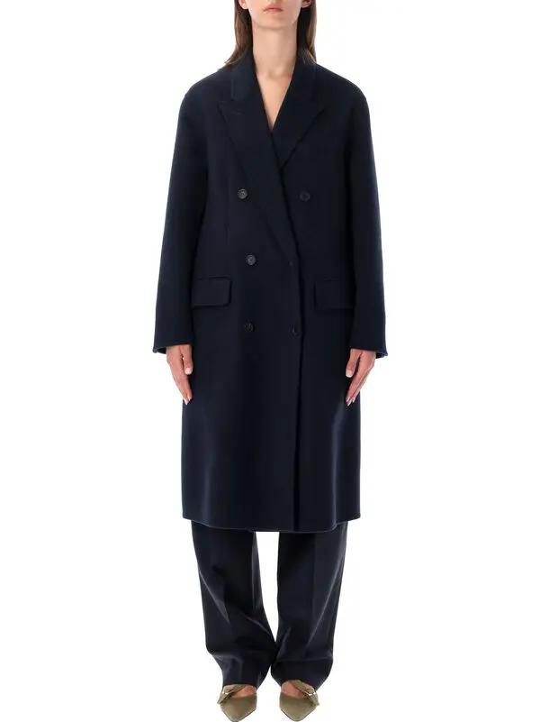 Prada Double-breasted Wool Cashmere Tailored Coat - Blue