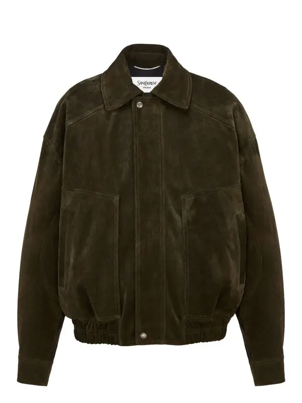 Saint Laurent Leather Aviator Jacket - Verde