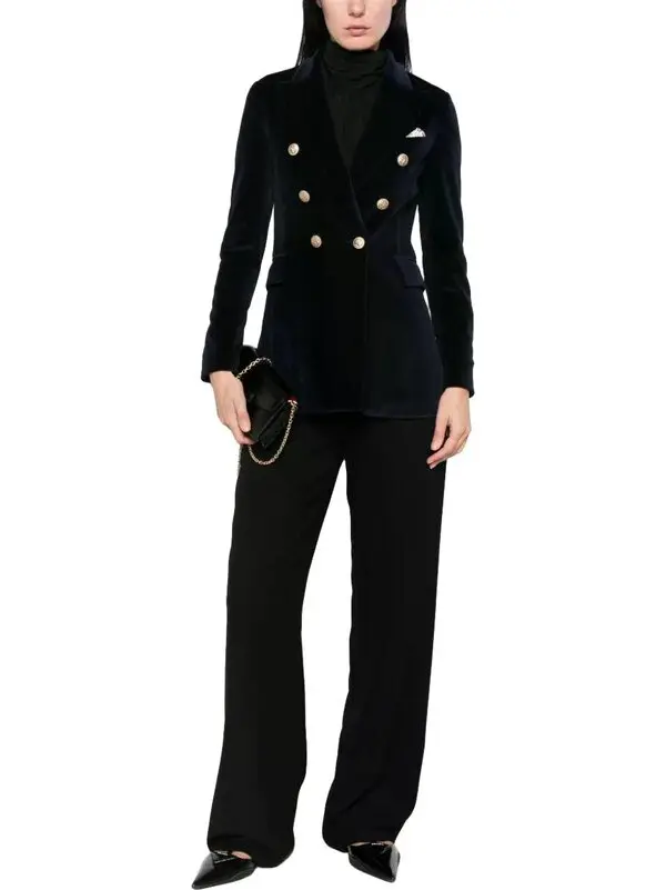 CIRCOLO 1901 Double-breasted Velvet Blazer - Blue