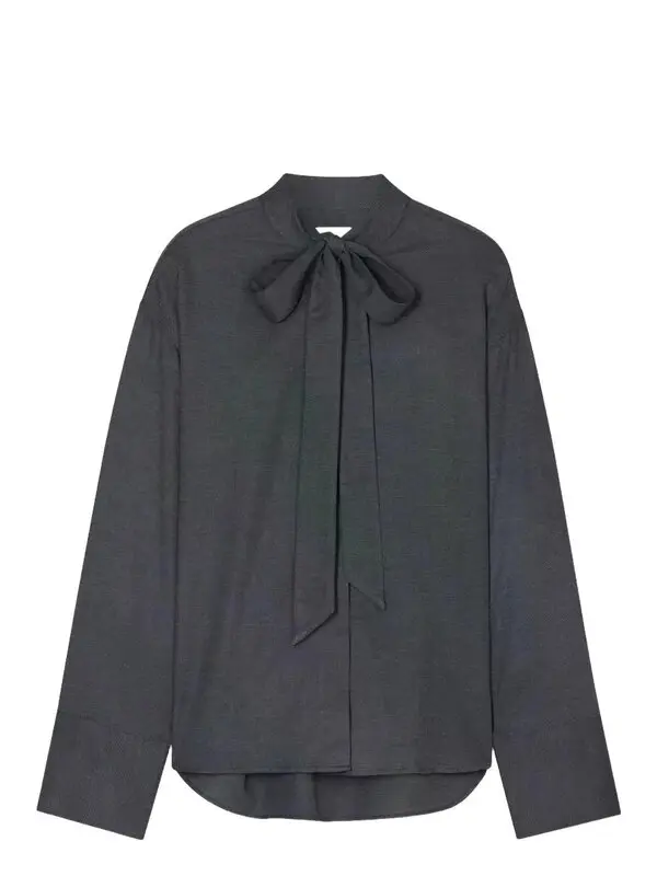 Closed Pussy-bow Shirt - Grey