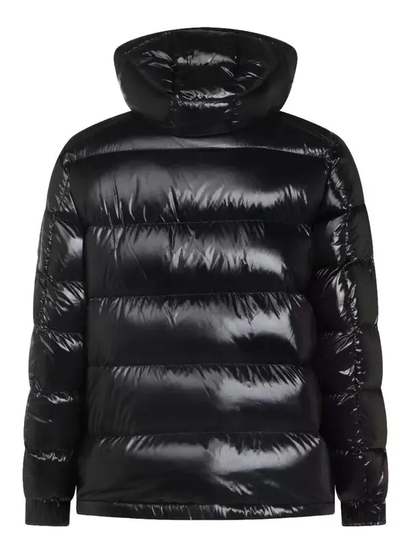Herno Quilted Hooded Jacket With Glossy Finish - Black