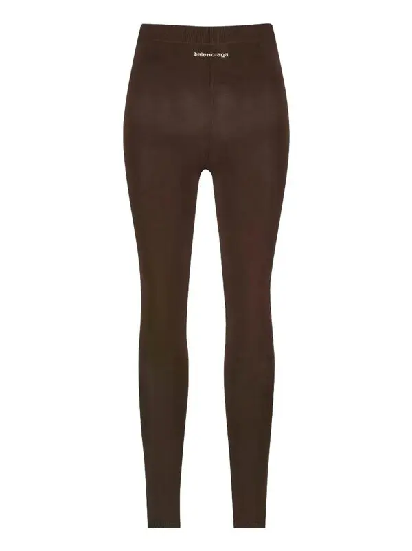 Balenciaga Logo-embroidered Ribbed-waistband Leggings - Brown