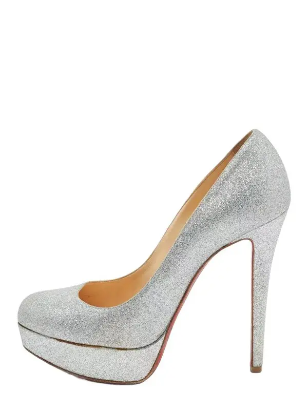 CHRISTIAN LOUBOUTIN Bianca Glitter Platform Stiletto Pumps - Silver