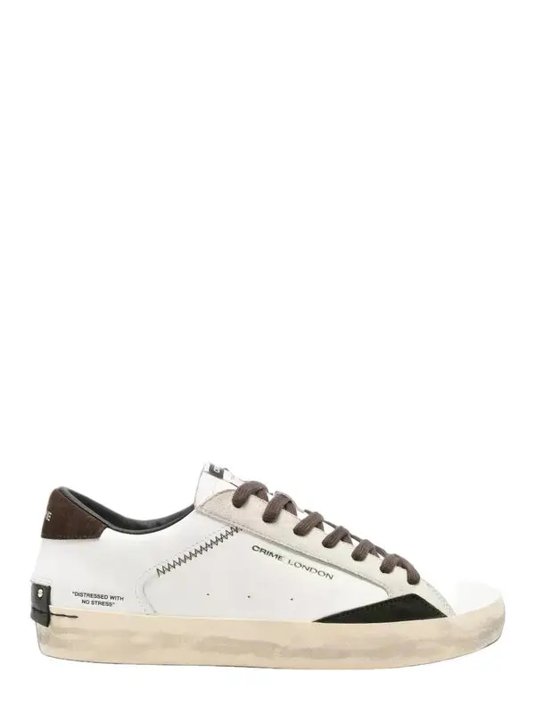 CRIME LONDON Distressed-effect Leather Sneakers - White