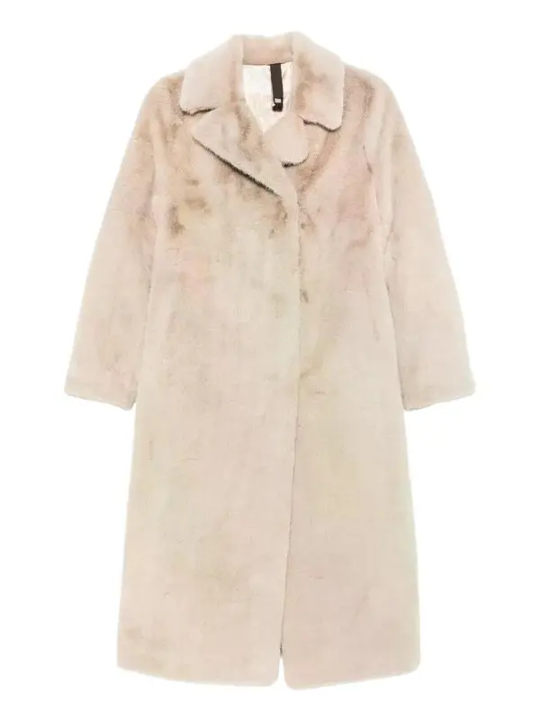 DUNO Belted Shearling-effect Coat - Neutrals