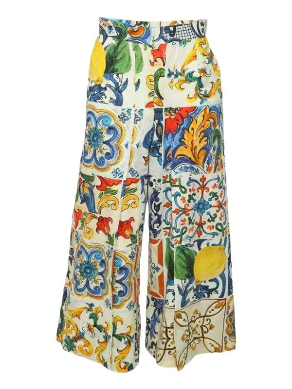 Dolce & Gabbana Printed Cropped Trousers - Neutrals