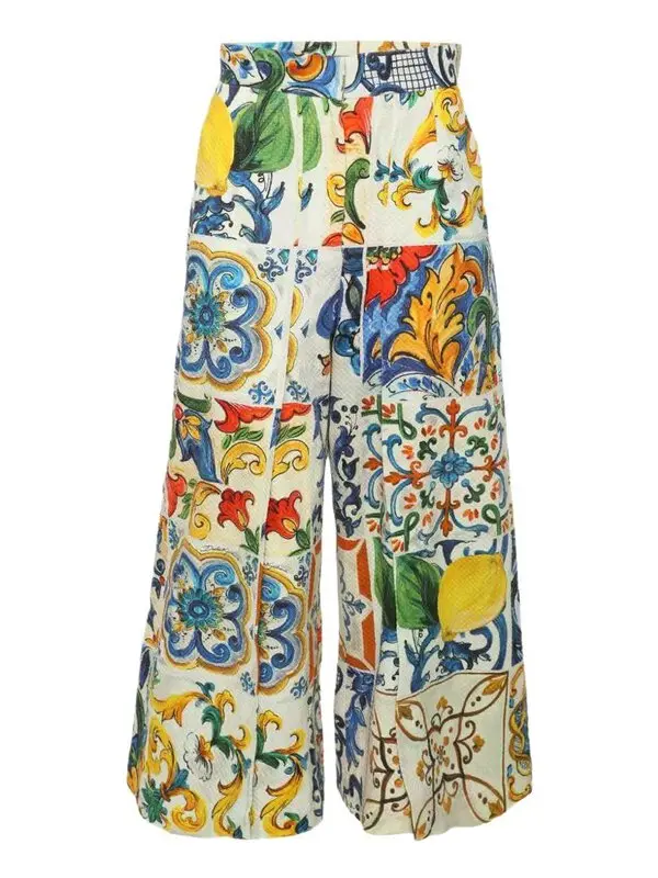 Dolce & Gabbana Printed Cropped Trousers - Neutrals