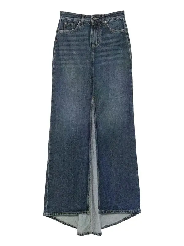Liu Jo Maxi Denim Skirt With Front Slit - Blue