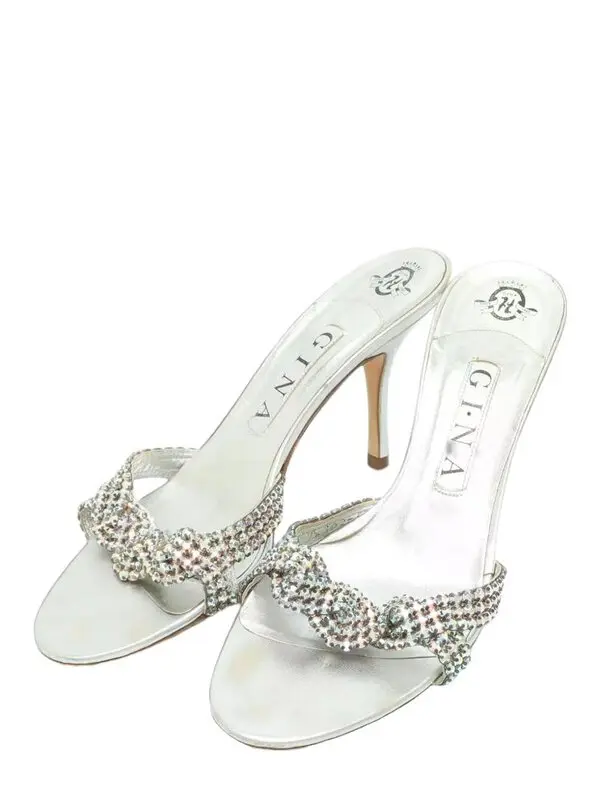 GINA Embellished Stiletto Heeled Sandals - Silver