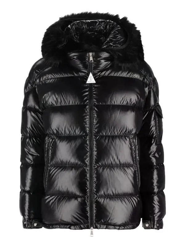 Moncler Faux Fur Trim Padded Jacket - Black