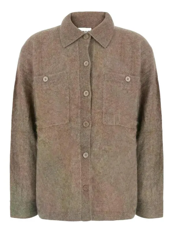 P.a.r.o.s.h Brushed Texture Button-up Sweater - Brown