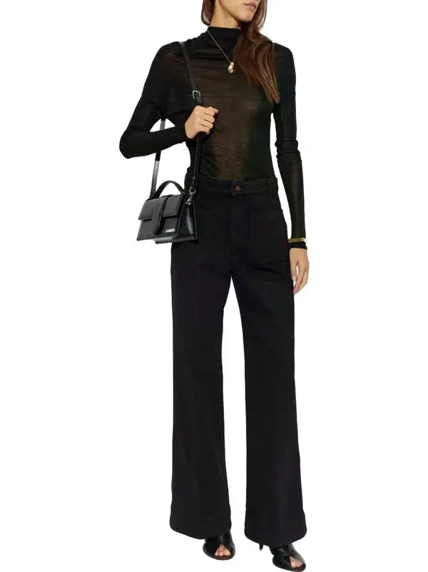 Victoria Beckham High-neck Long-sleeve Top - Black