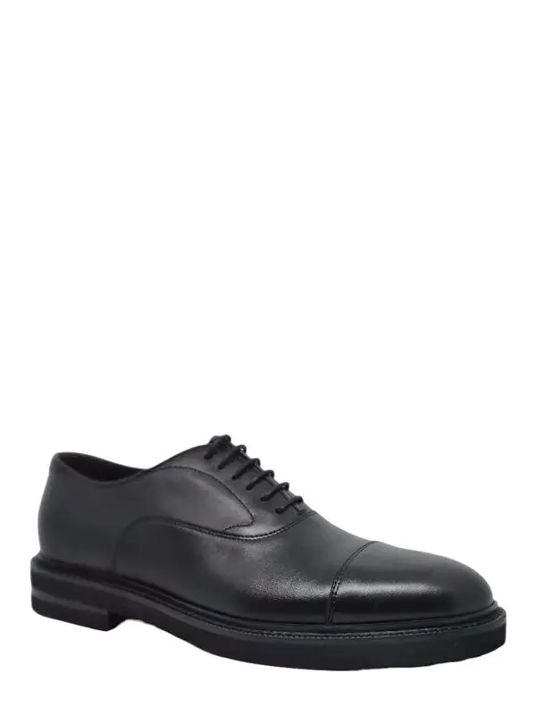HENDERSON BARACCO Lace-up Leather Oxford Shoes With Cap Toe - Black